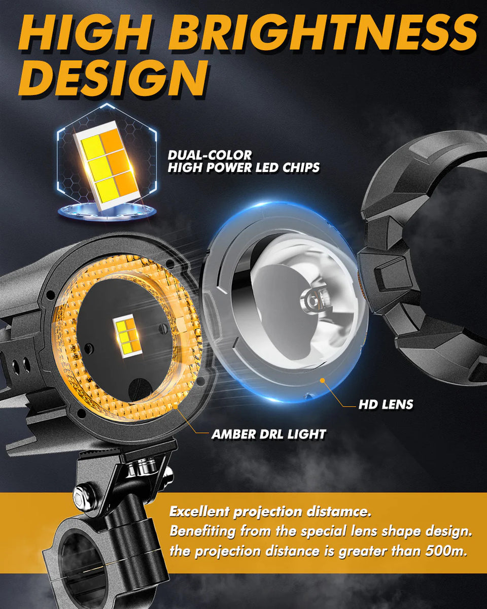 3 Inch MT8S Motorcycle Bi-LED Spotlight 120W Dual Color